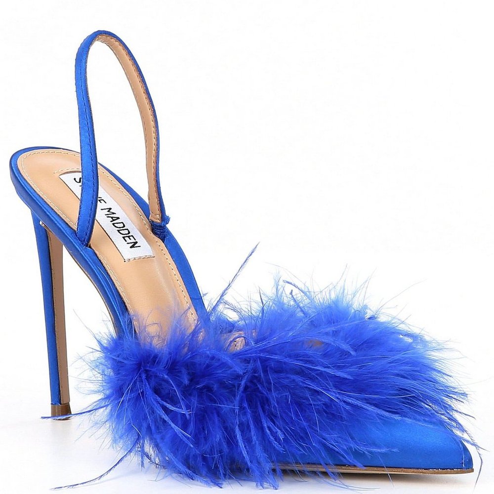 Steve Madden Alexis Pump Blue Feather Heels Size 9 - Gem